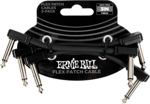 Ernie ball Câble de patch Flex 7,5cm - Pack de 3 Noir Patch