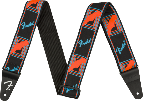 Fender Neon Monogrammed Guitar Strap - Blue/Orange Guitar strap