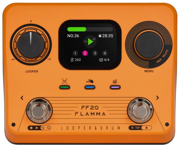 Flamma FF20 Looper & Drum Machine - Orange Pedal looper