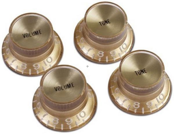 Top Hat Knobs With Inserts 4-Pack - Gold w/ Gold Inserts Control knob ...