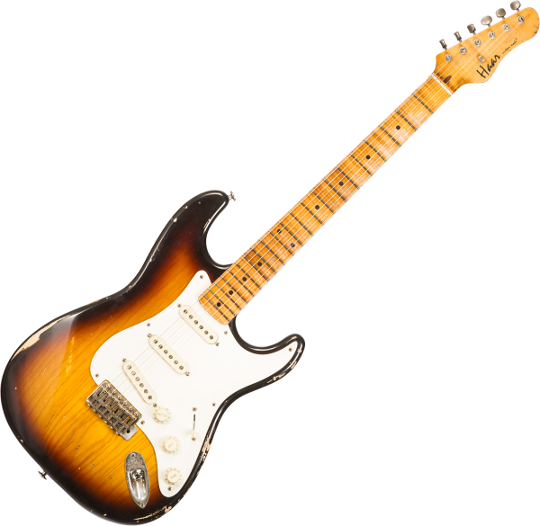 Haar guitars Trad S #42273 - aged 2-tone tobacco Str shape electric guitar
