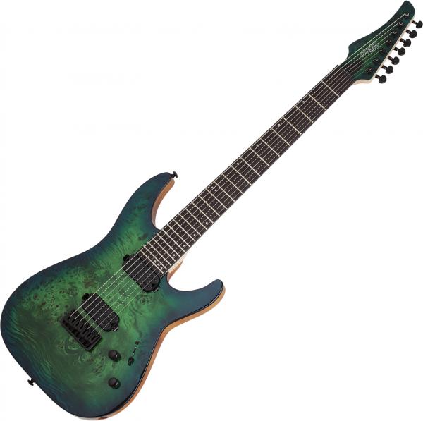 Schecter C-7 Pro - aqua burst 7 string electric guitar