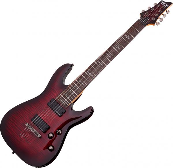Schecter Demon-7 - crimson red burst 7 string electric guitar