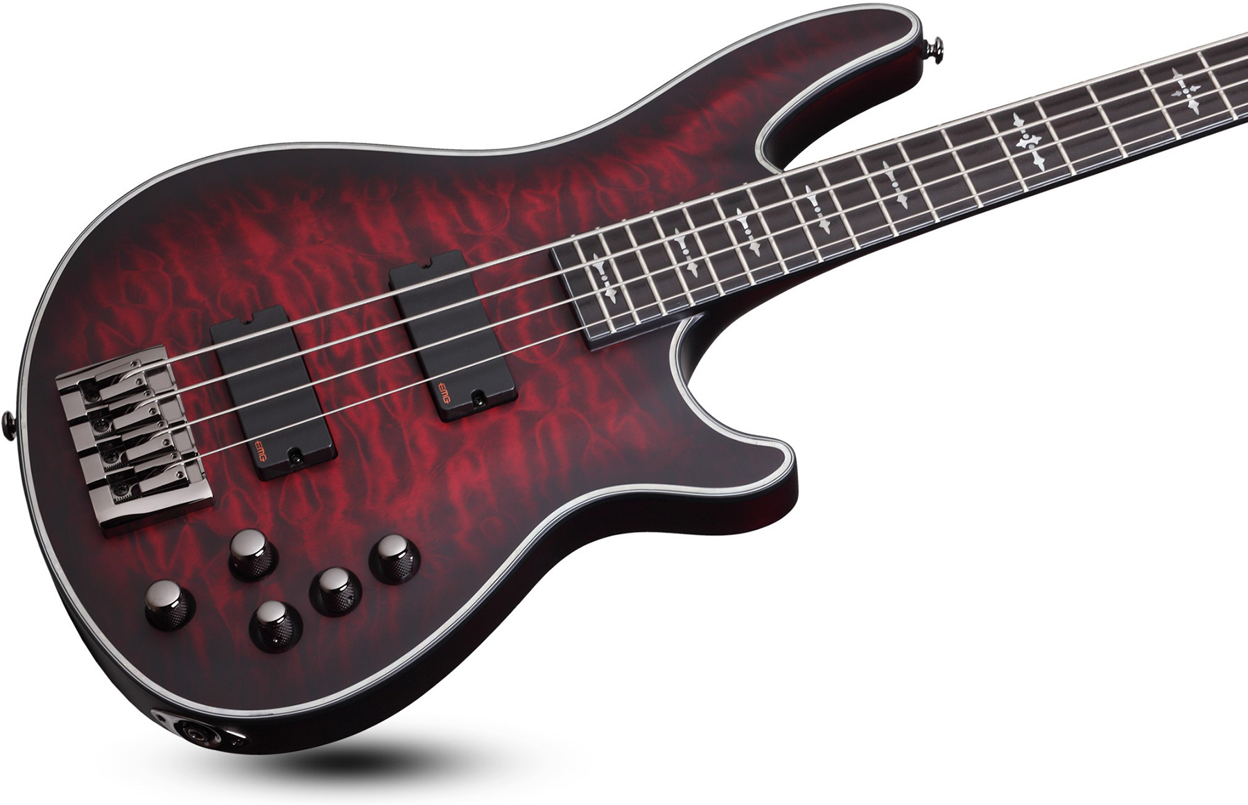 Schecter Hellraiser Extreme-4 - crimson red burst satin Basse ...