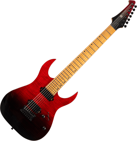 Spira guitars S-457 TRD 7-string - trans red/black Baritone guitar