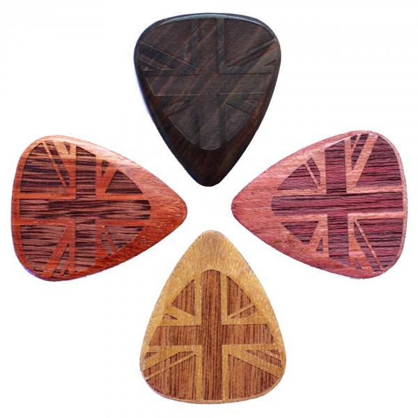 Timber tones 4 Wood Picks Pack - Flag Guitar pick